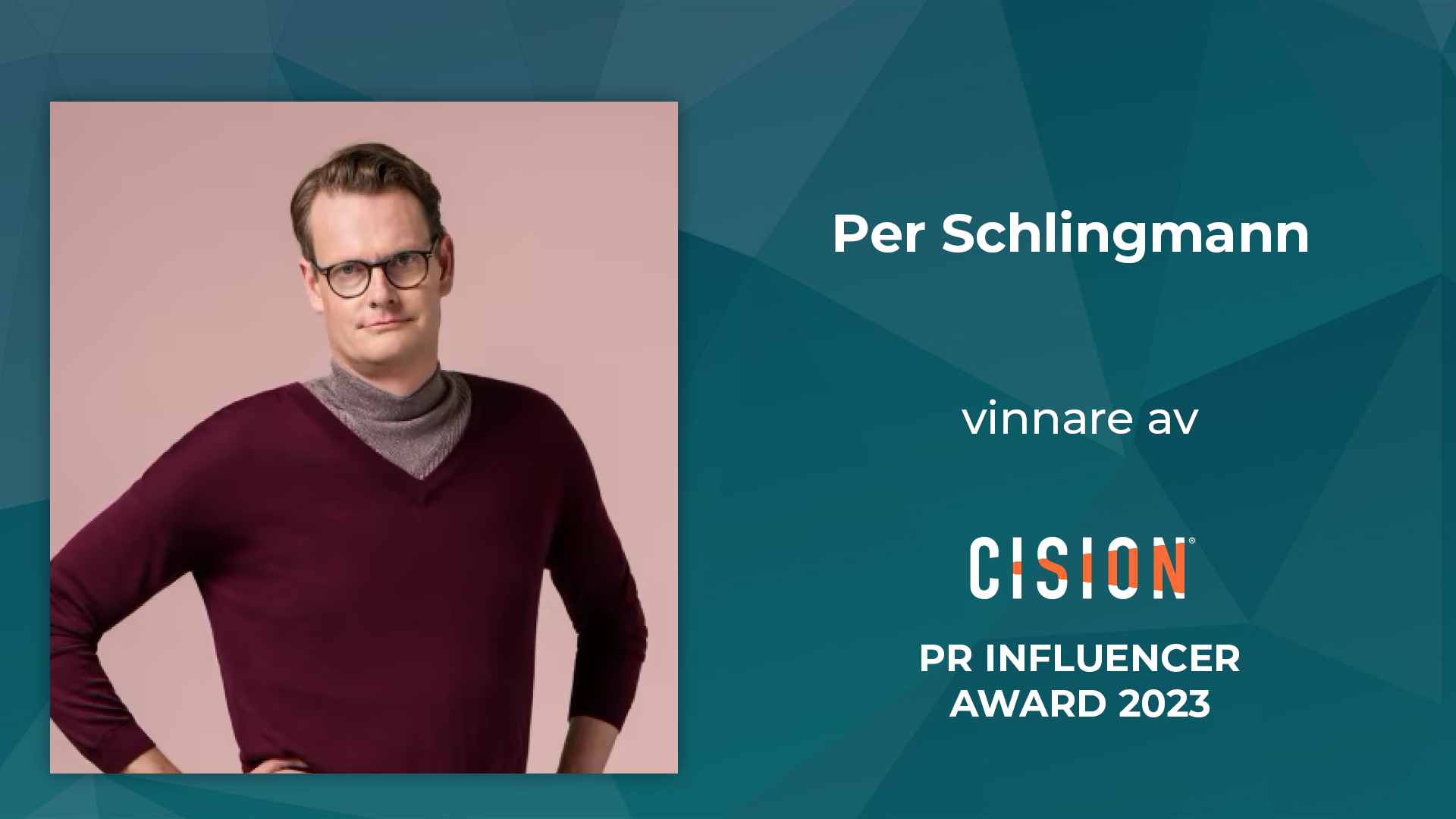 Per Schlingmann vinner "Cision PR Influencer Award 2023"